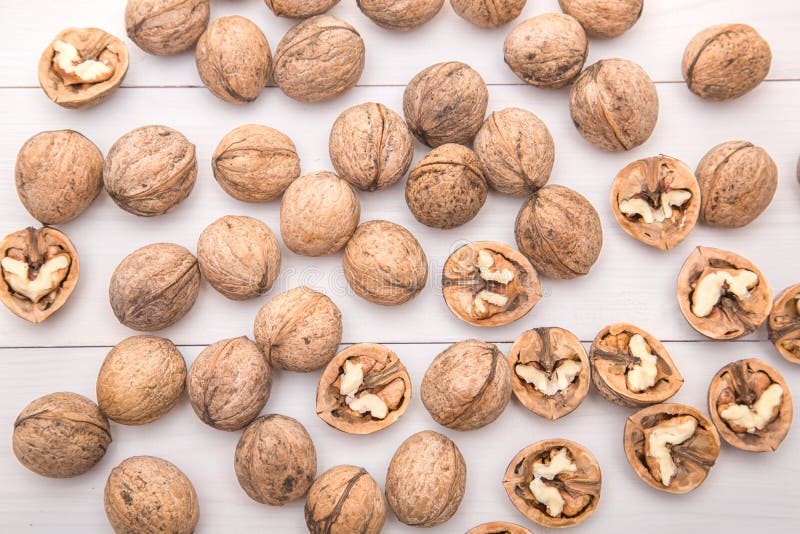 Background from Closed Walnut Shells. Broken Walnuts Walnut Kernels ...