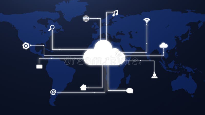 Background, Cloud Icon and Wireframe for Global Network, Cybersecurity ...