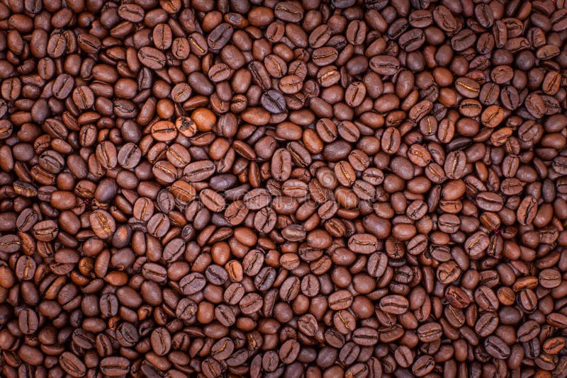 Background of Coffee Beans, Wallpaper Stock Photo - Image of close ...