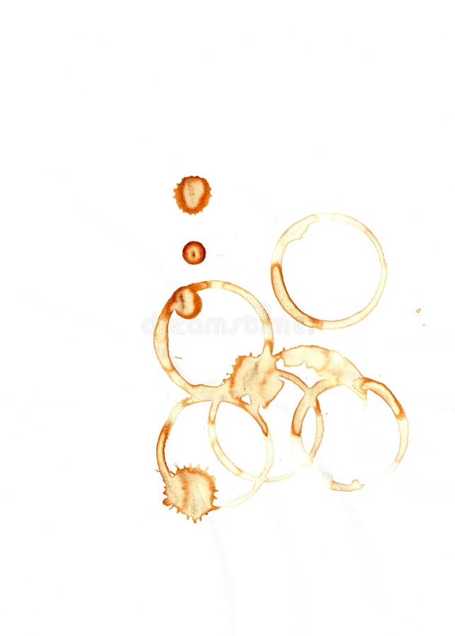 Coffee Rings Stains on White Paper Stock Image - Image of stamp, drop ...