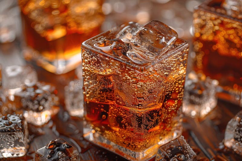 Background of Cold Cola with Ice and Bubbles Stock Image - Image of ...