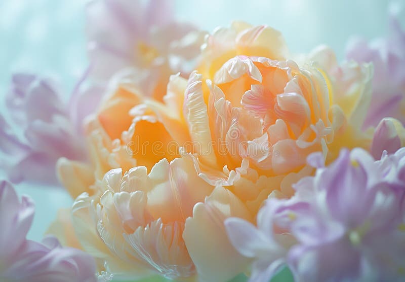 The Background of the Collage Postcard Features a Mix of Spring Flowers ...