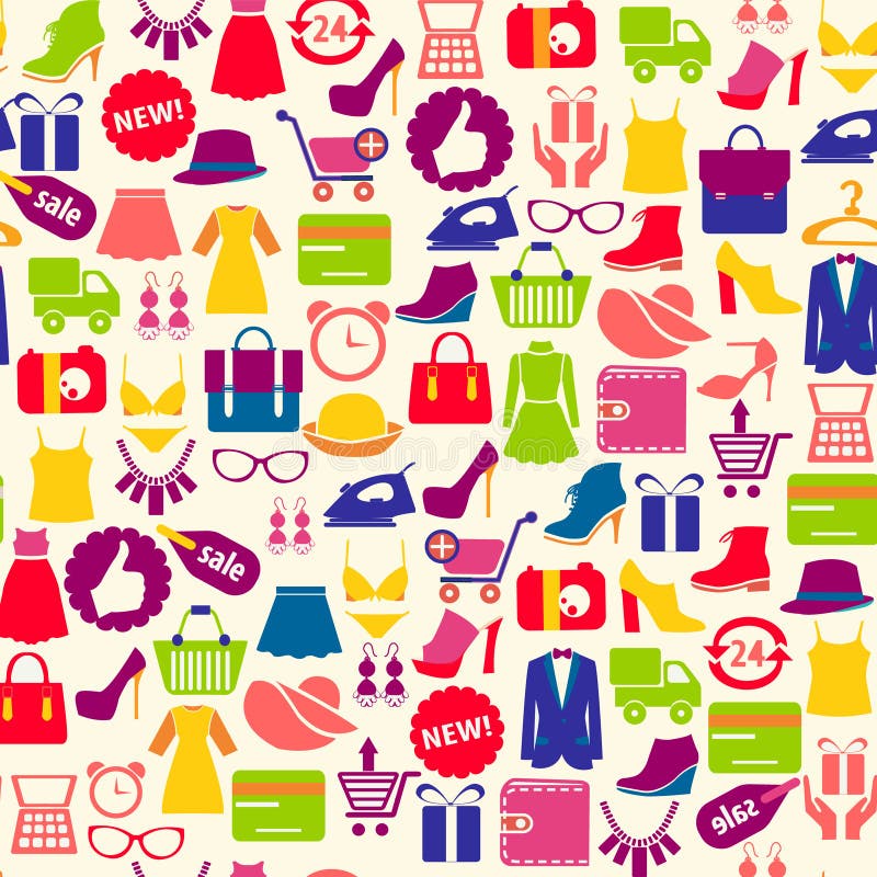Background with Collection Colorful Shopping Icons Stock Vector ...