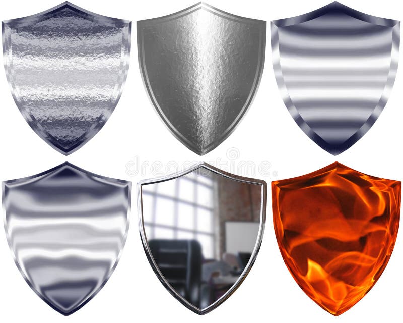 Background Collection Set of 2d Shields in Various Styles Metallic ...
