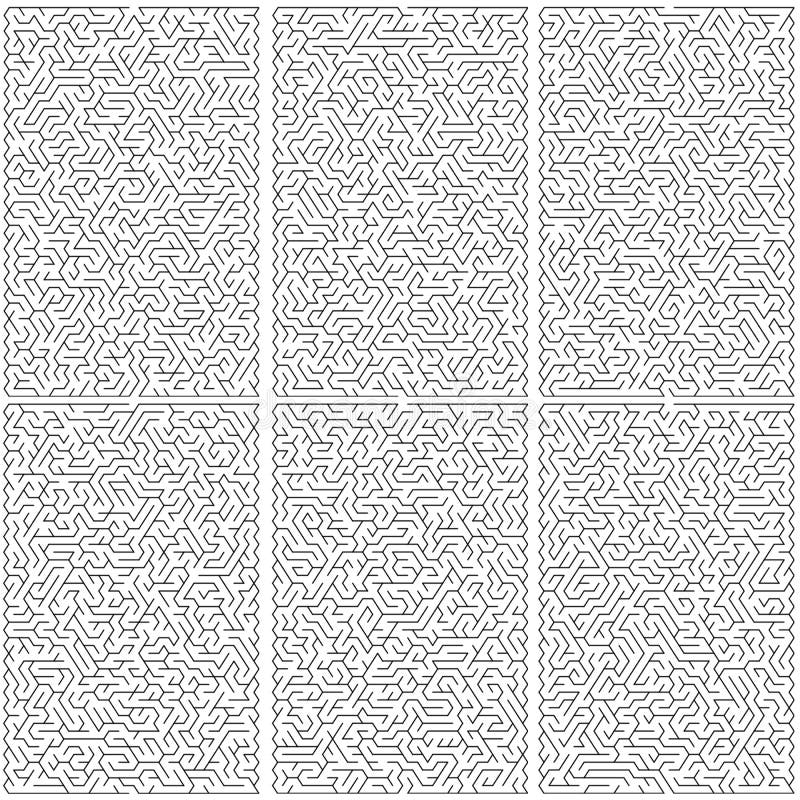 Background of a Collection Set of Various Mazes Stock Illustration ...