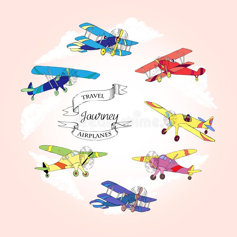 Background with Colored Airplanes Stock Vector - Illustration of ...