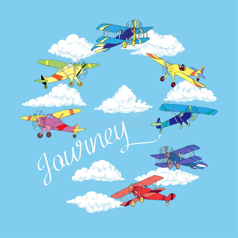 Background with Colored Airplanes Stock Vector - Illustration of ...