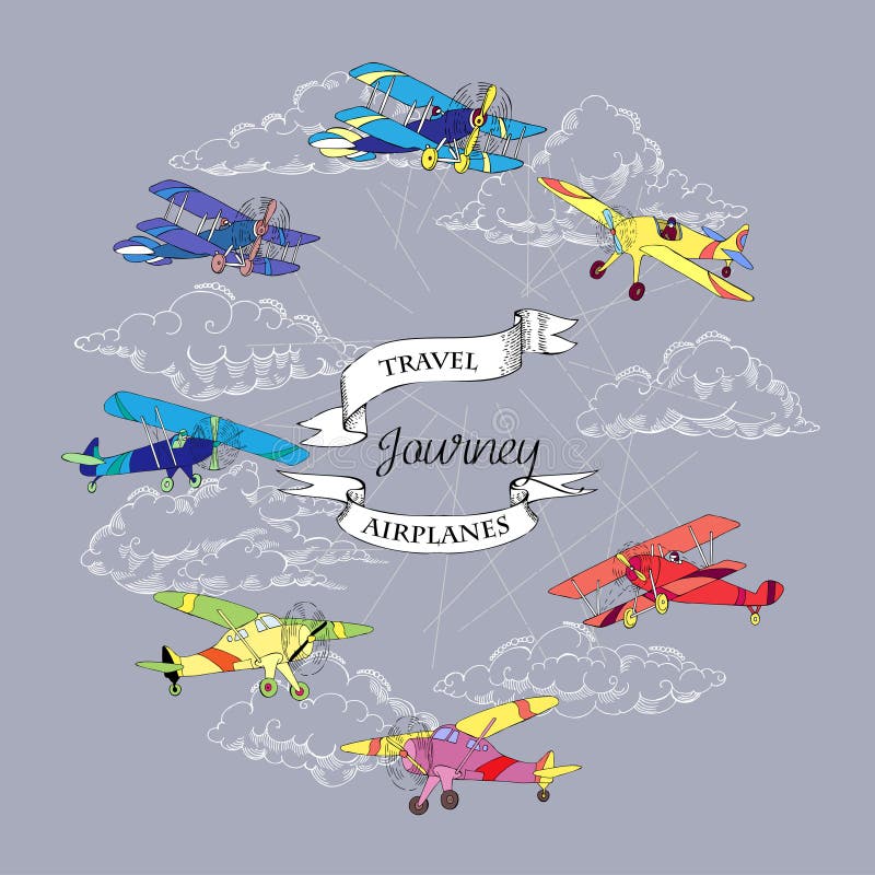 Background with Colored Airplanes Stock Vector - Illustration of vector ...