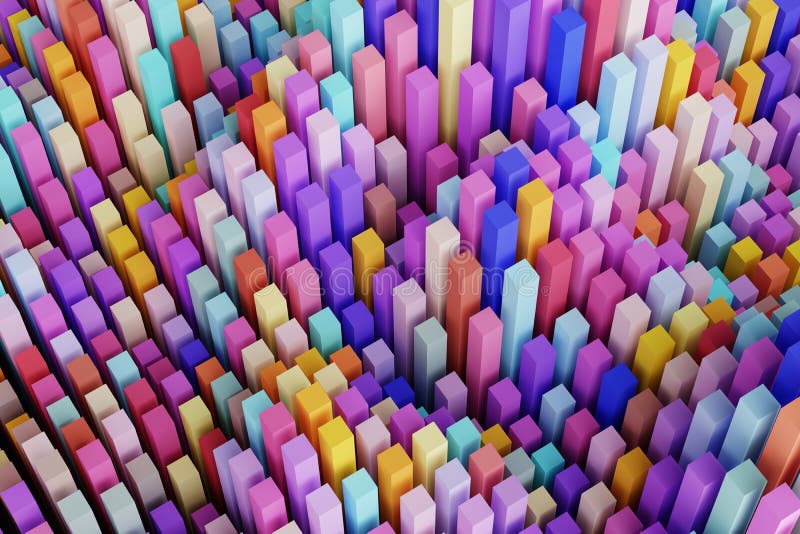 Background of Colored Blocks, Cgi Render Image Stock Illustration ...