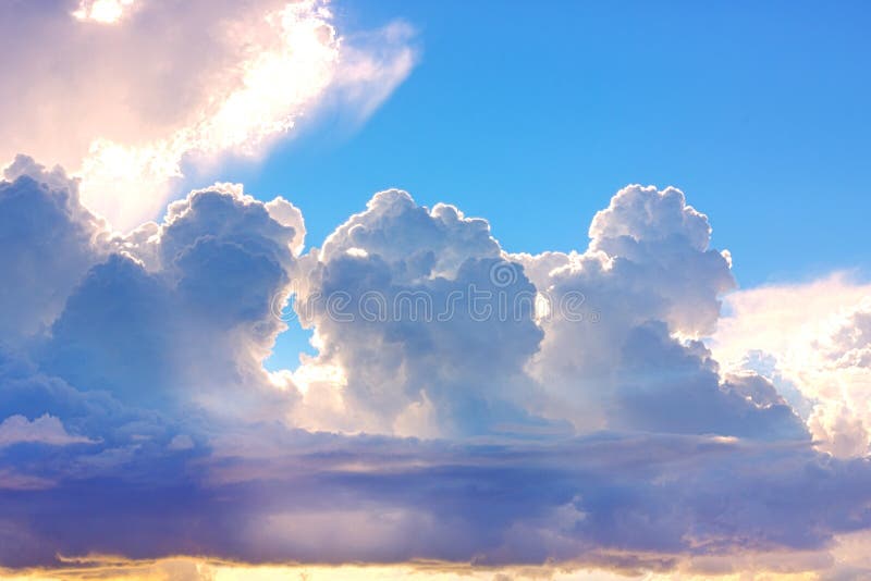 The Background of Colored Dark Blue Clouds and Colored Sky Blue with ...