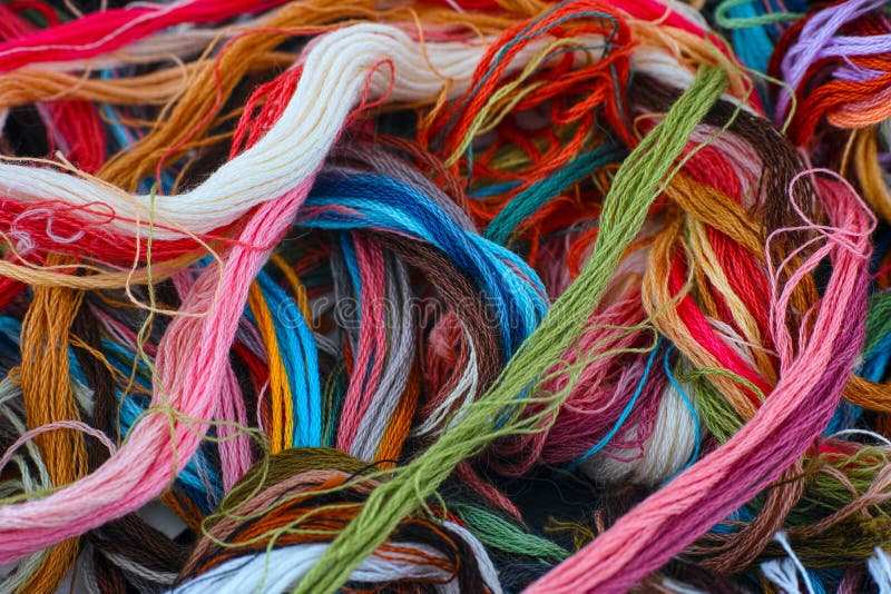 Colored Embroidery Threads. Full Frame Stock Photo - Image of pattern ...