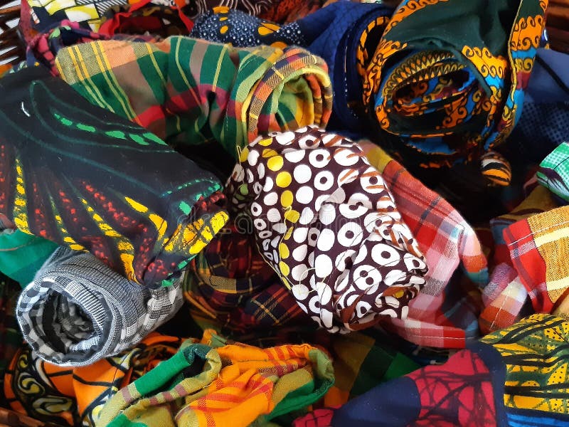 Background of Colored Fabrics with Various Patterns. Colorful Cotton ...