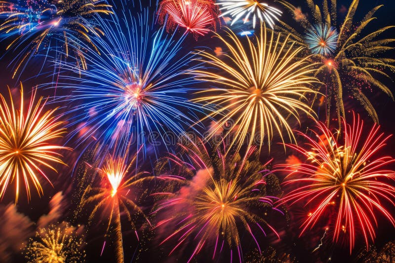 Background of Colored Fireworks in the Sky Stock Image - Image of ...