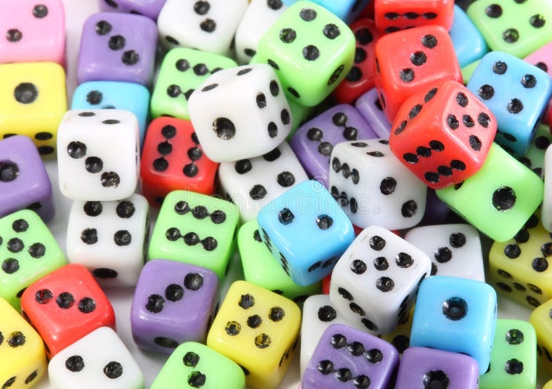 Background of Many Colored Dice with Black Dots Stock Image - Image of ...
