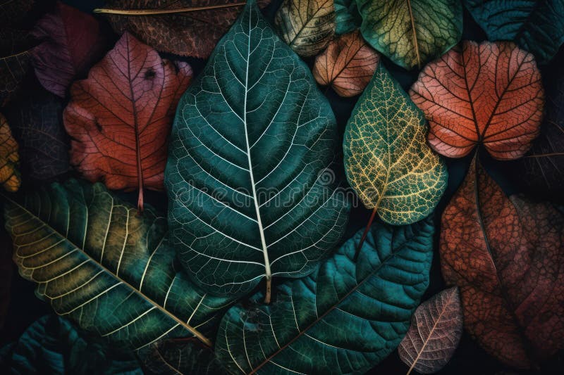 Background of Colored Leaves of Different Plants Stock Photo - Image of ...