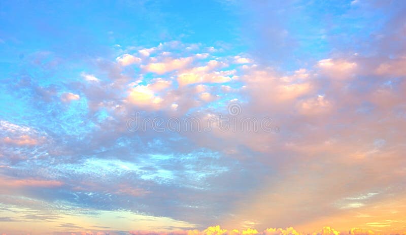 The Background of Colored Light White Clouds and Colored Sky Blue with ...