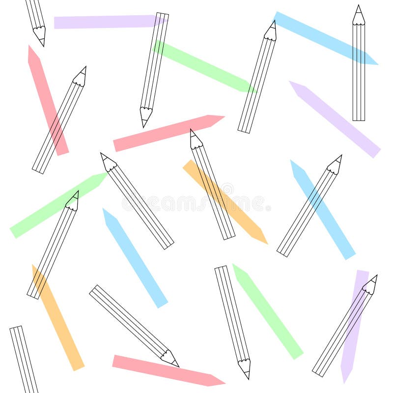 Background with Colored Pencils. Vector Seamless Pattern Stock ...