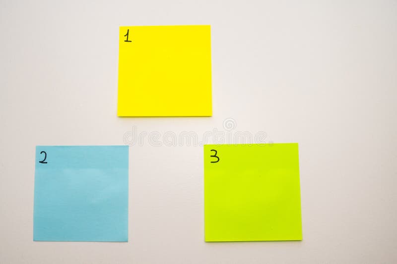 Colorful Adhesive Sheets. First Second Third. Stock Image - Image of ...