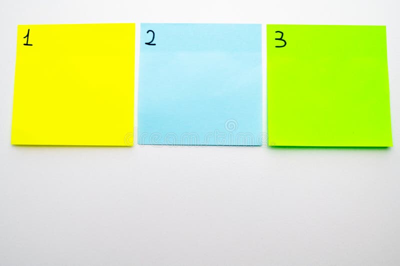 Colorful Adhesive Sheets. First Second Third. Stock Photo - Image of ...