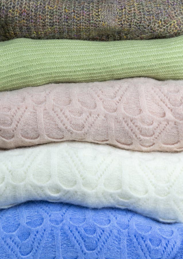 Background from Colored Warm Sweaters Stacked on Top of Each Other ...