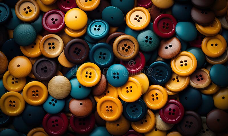 Background of Colored Wooden Buttons of Different Sizes. Stock ...