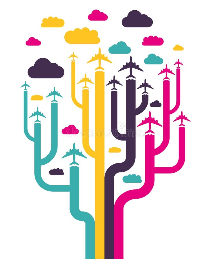 Background with Colorful Airplane Stock Vector - Illustration of path ...