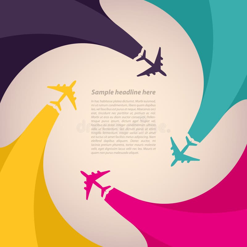 Background with Colorful Airplanes Stock Vector - Illustration of ...