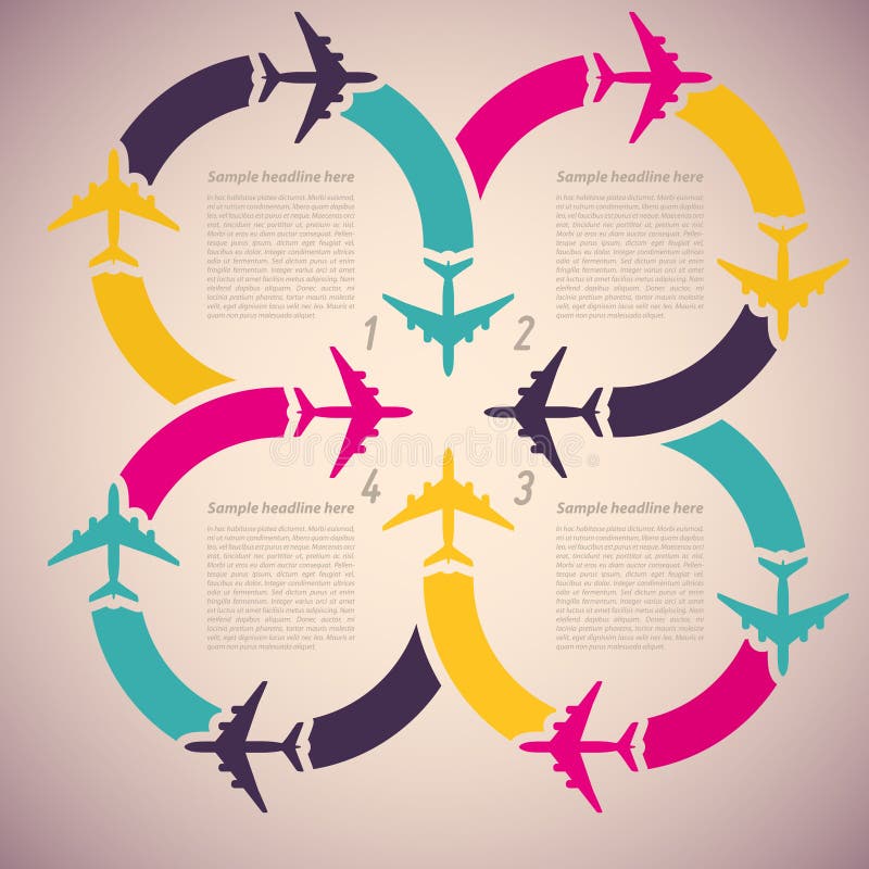 Background with Colorful Airplanes Stock Vector - Illustration of ...