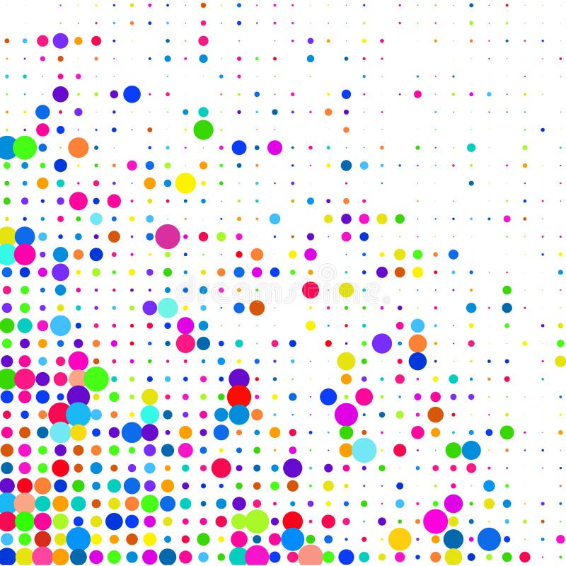Background of Various Colored Dots of Different Sizes on White. Stock ...
