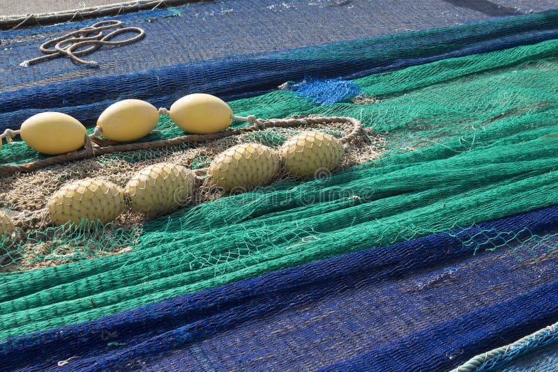 Background of Colorful Fishing Nets and Floats Stock Photo - Image of ...