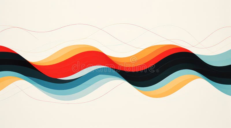 Wavy Bands of Color with Text Space Stock Illustration - Illustration ...