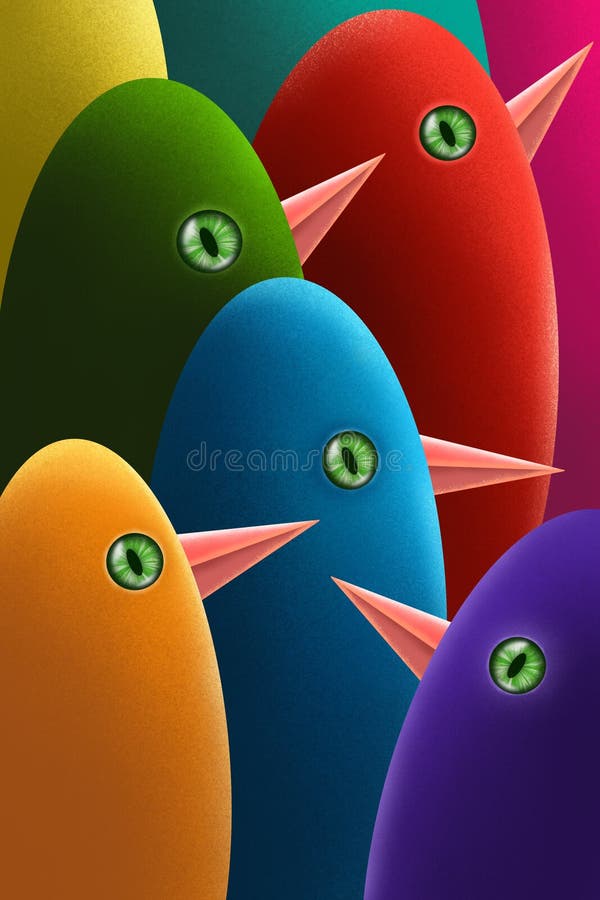 Colorful funny birds stock illustration. Illustration of cartoon ...