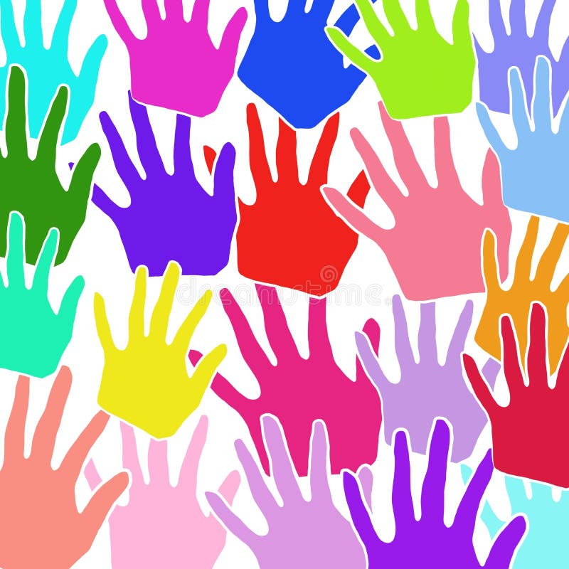 Background of Colorful Hands Pattern for Illustration Stock ...