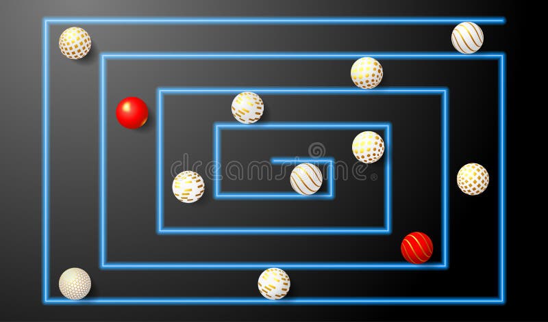 Background with Colorful Luminous Labyrinth and Color Spheres Stock ...