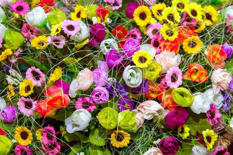 Background Colorful Multicolored Small Artificial Flowers B Stock ...