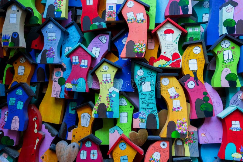 Background from Colorful Painted Decorative Houses Editorial Stock ...