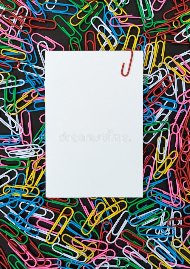 Background with Colorful Paper Clips and Paper with Copy Space Stock ...