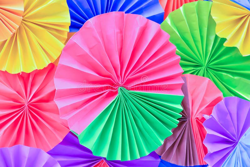 Background of Colorful Paper Fans Stock Image - Image of decorative ...