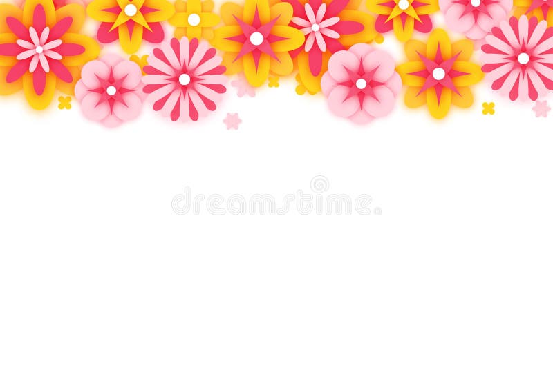 Background with Colorful Paper Flowers, Spring Postcard, Vector ...