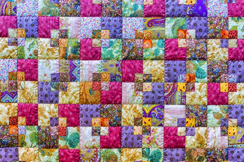Background of Colorful Patchwork Fabrics Stock Photo - Image of cloth ...