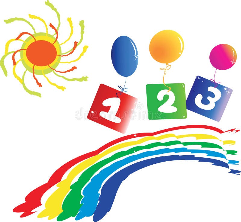 Background with Colorful Rainbow Numbers Stock Illustration ...