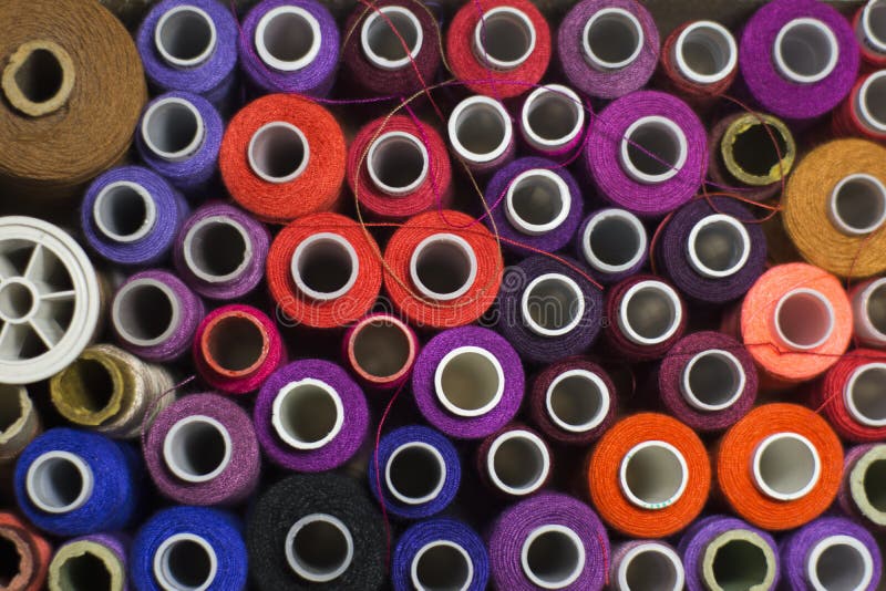 Background of Colorful Spools of Thread Stock Photo - Image of design ...