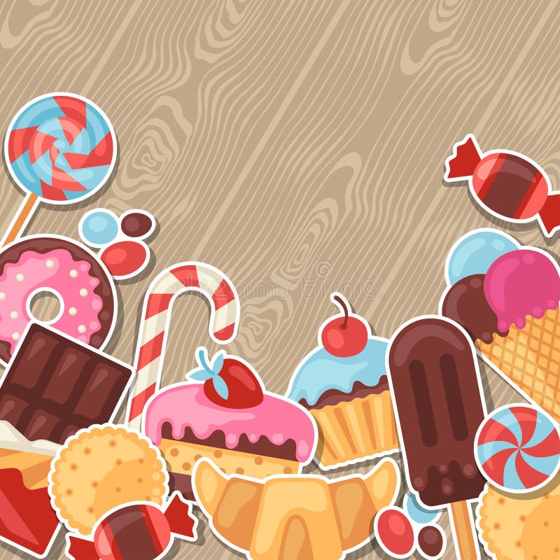 Background with Colorful Candy, Sweets and Cakes Stock Vector ...