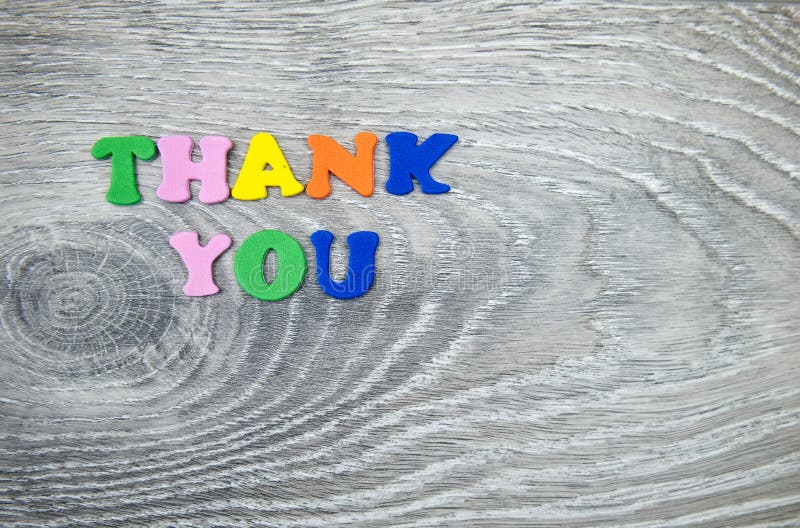 Background Colorful Text Message Thank You Gray Wood Stock Photos ...