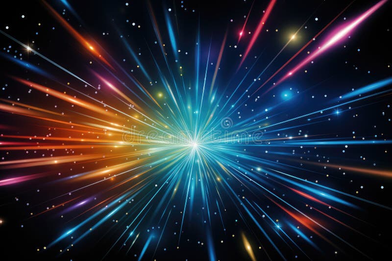 Background with a Comet Explosion and Multi-colored Rays in Space ...