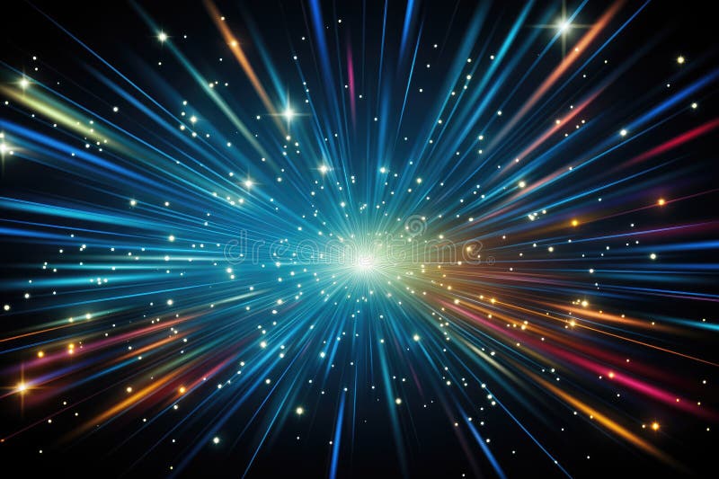 Background with a Comet Explosion and Multi-colored Rays in Space ...