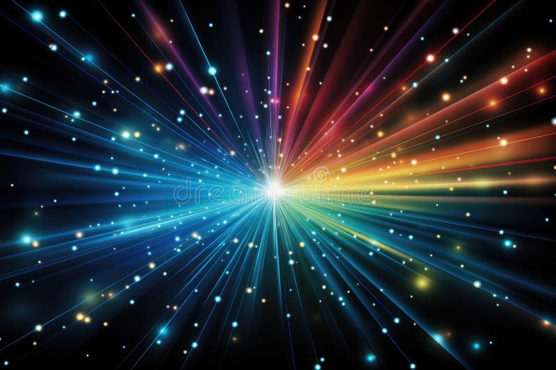 Background with a Comet Explosion and Multi-colored Rays in Space ...