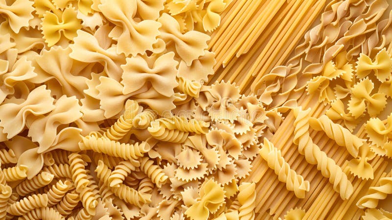 Background Completely Filled with Various Types of Uncooked Pasta. this ...