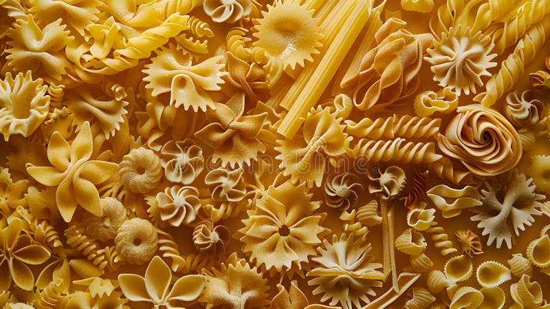 Background Completely Filled with Various Types of Uncooked Pasta. this ...