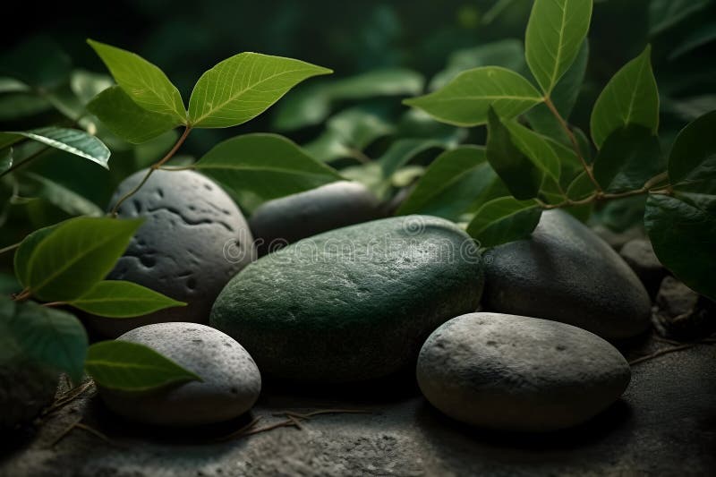 Background Composed of Stones and Leaves. Stock Illustration ...